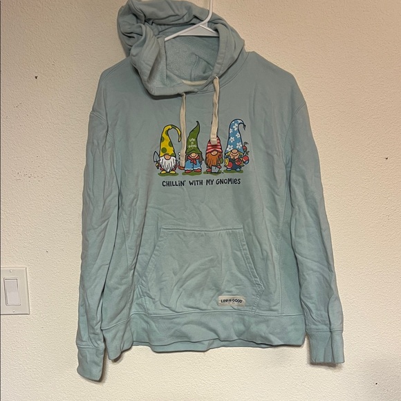 Life Is Good | Tops | Life Is Good Blue Hoodie With Gnome Design | Poshmark